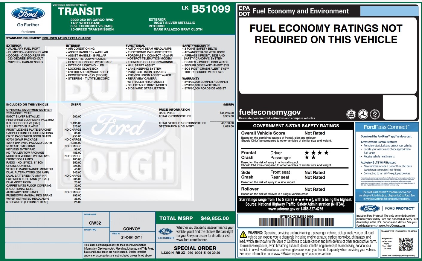 2020 "Jumbo" Transit, 17" MOTO METAL® - MO970 Gloss Black with Machined ...